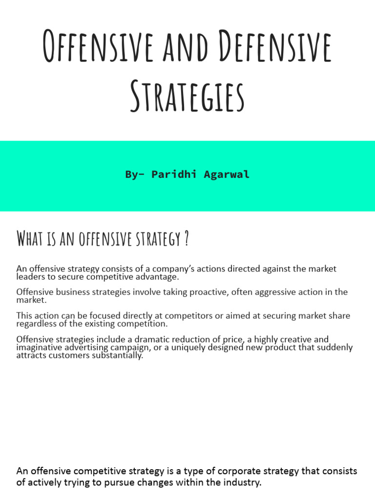 Offensive and Defensive Business Strategies | PDF | Marketing ...