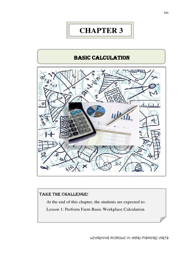 Agri-Fishery Arts: Basic Calculations Guide | PDF | Area | Rectangle