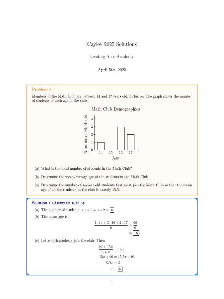 Cayley 2025 Solutions | PDF | Mathematics | Combinatorics
