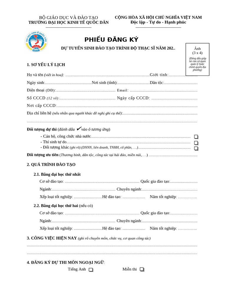 Phieu Dang Ky - THS | PDF
