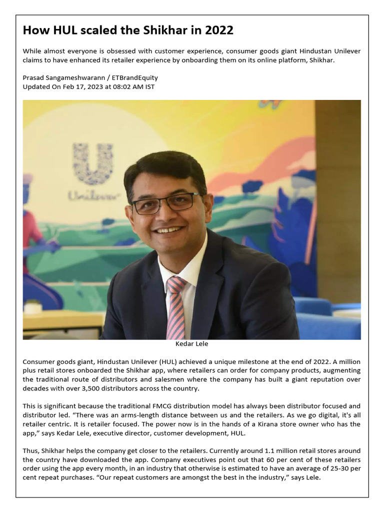 How Hul Scaled The Shikhar App in 2022 | PDF | Retail | E Commerce