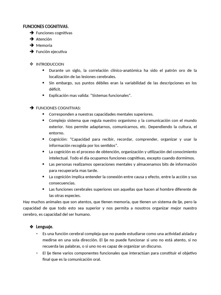 10º Funciones Cognitivas | PDF | Memoria | Atención