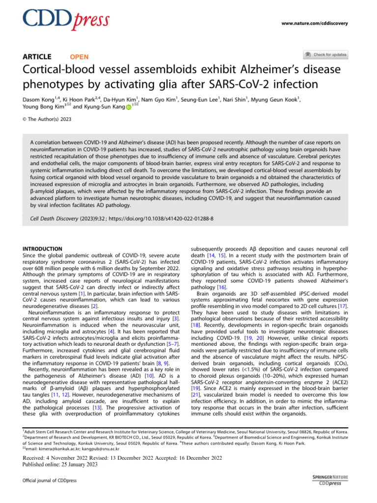Cortical Blood Vessel Assembloids Exhibit Alzheimers Disease Phenotypes by Activating Glia After ...