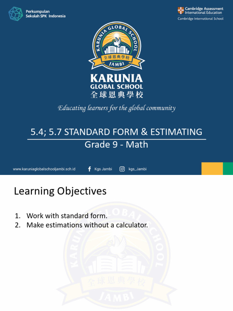 Standard Form & Estimation in Math | PDF