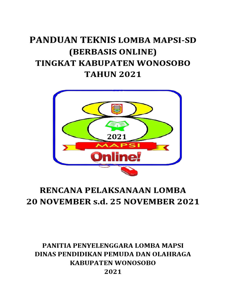 Juknis Mapsi 2021 Kabupaten Wonosobo Berbasis Online | PDF