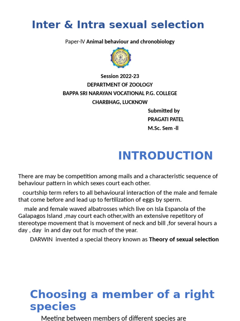Inter & Intra Sexual Selection in Animals | PDF | Male | Sexual Selection