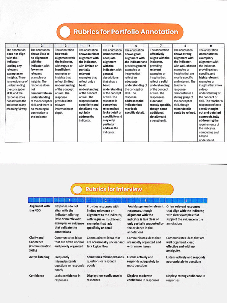 Rubrics for Portfolio Annotation and Interview | PDF