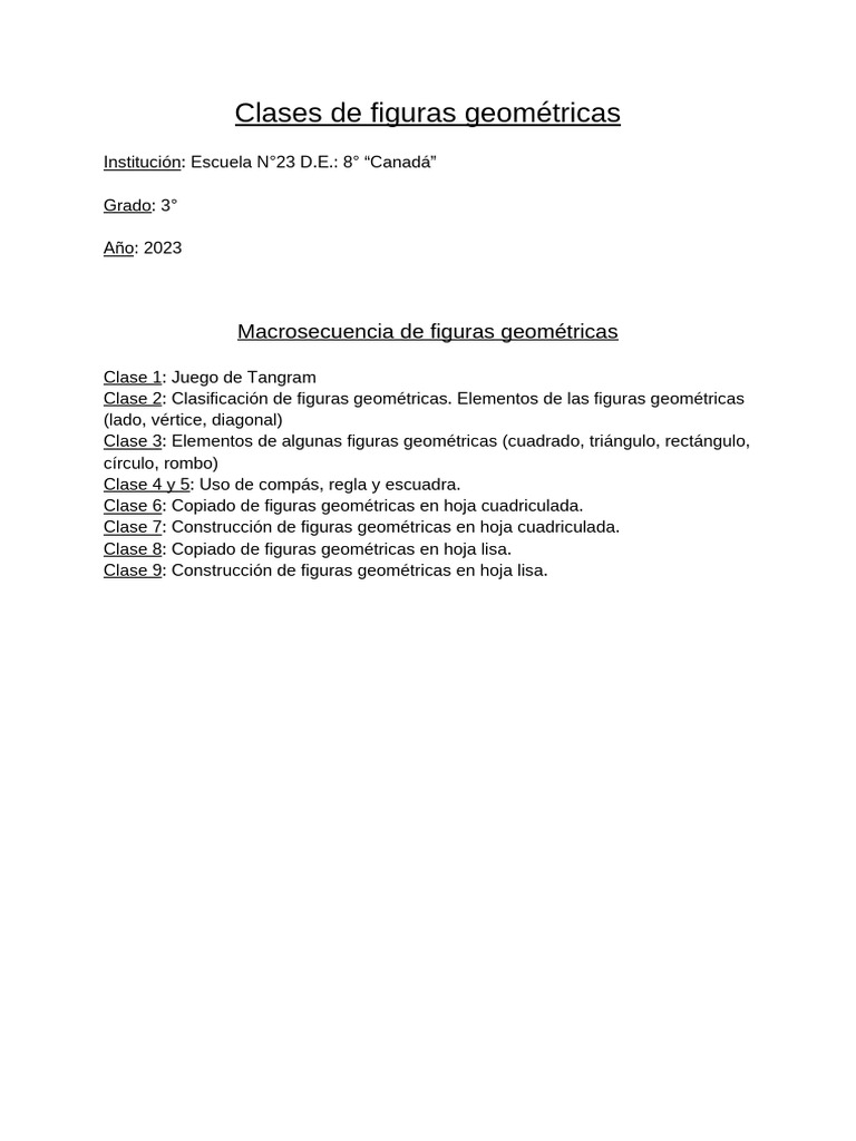 Figuras Geométricas en Clase 3° | PDF | Rectángulo | Geometría
