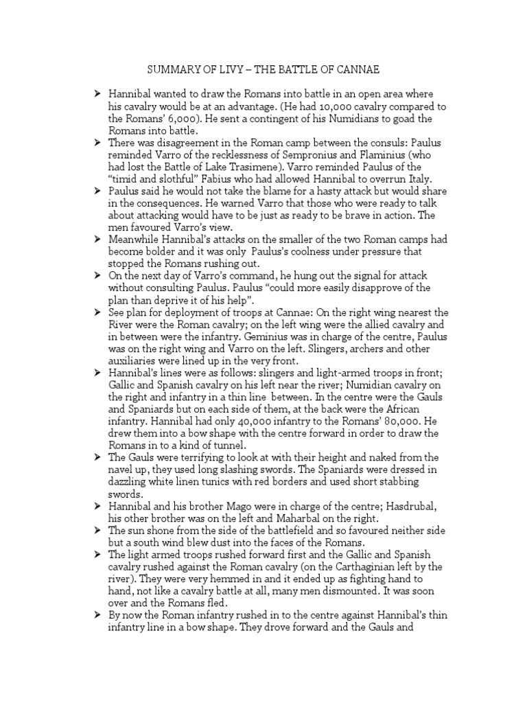 LIVY Cannae Summary | PDF | Hannibal | Roman Republic