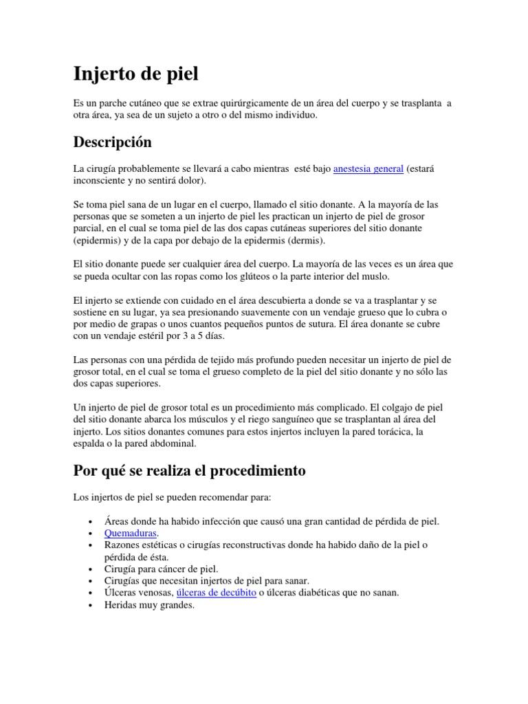 Injerto de Piel | PDF | Piel | Cirugía