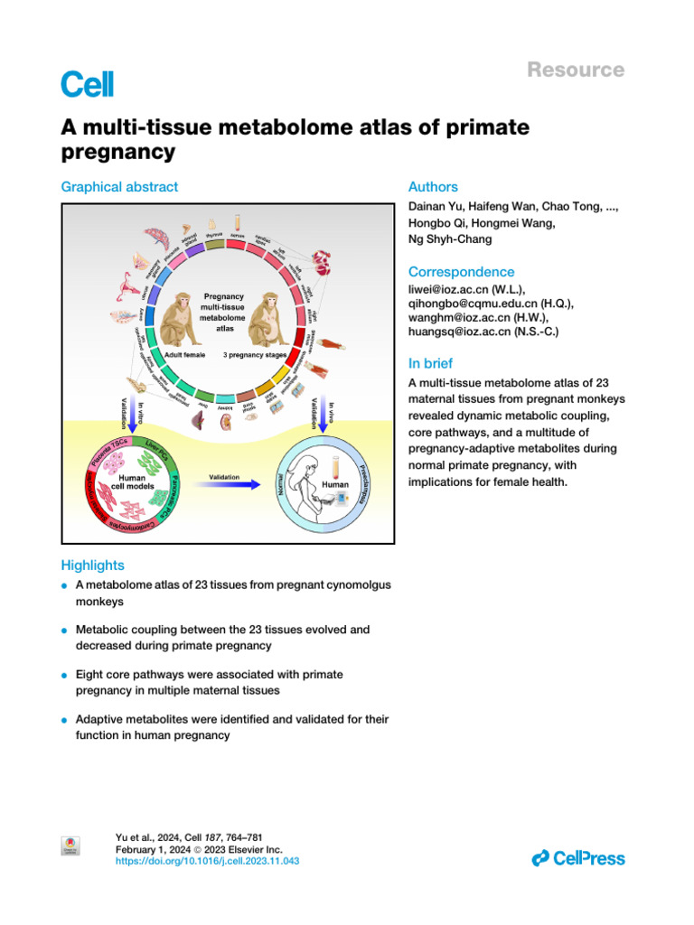 A Multi-Tissue Metabolome Atlas of Primate - Pregnancy | PDF ...