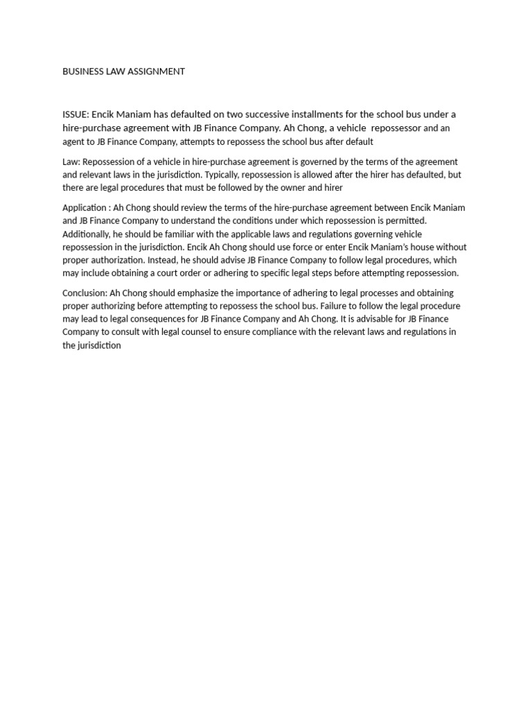 BUSINESS LAW ASSIGNMENT UITM | PDF