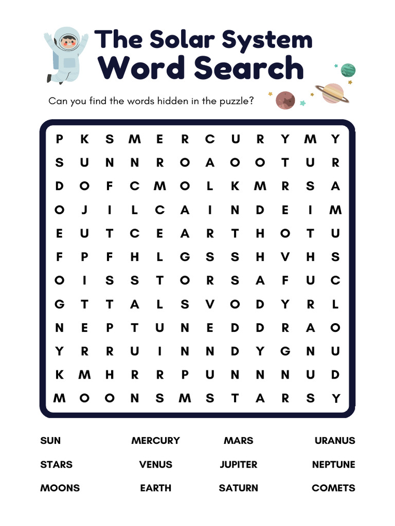 The Solar System Word Search Worksheet | PDF