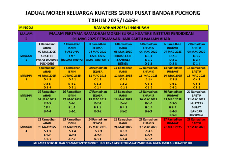 Jadual Moreh 2025 | PDF