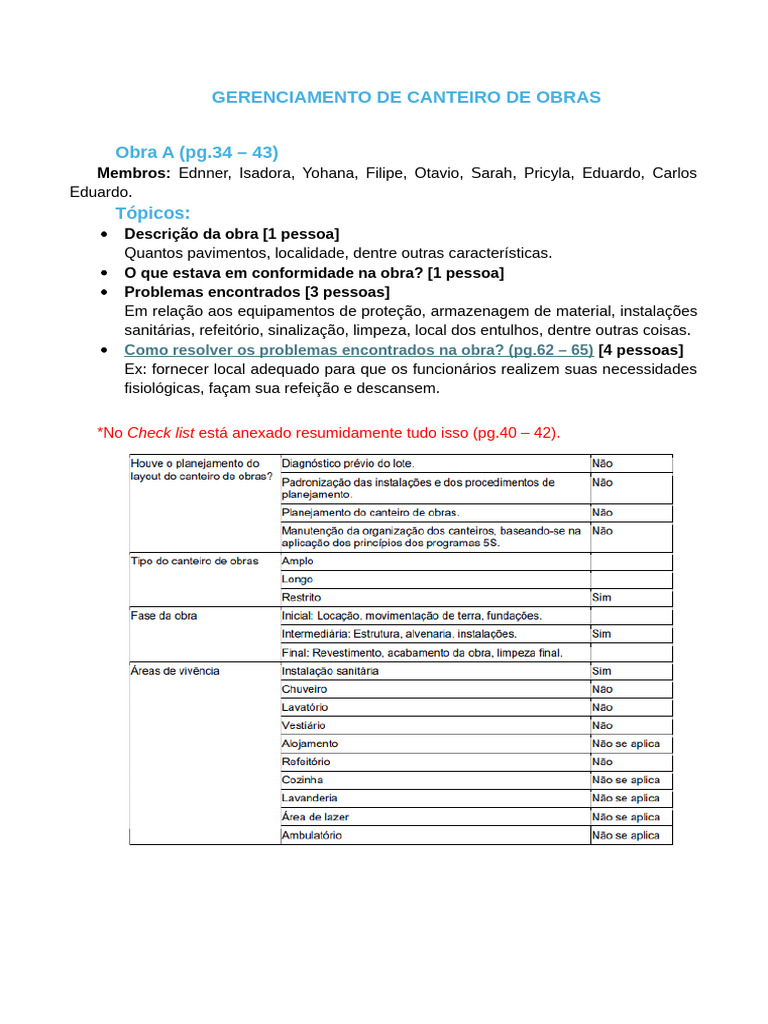 Gerenciamento de Canteiro de Obras | PDF