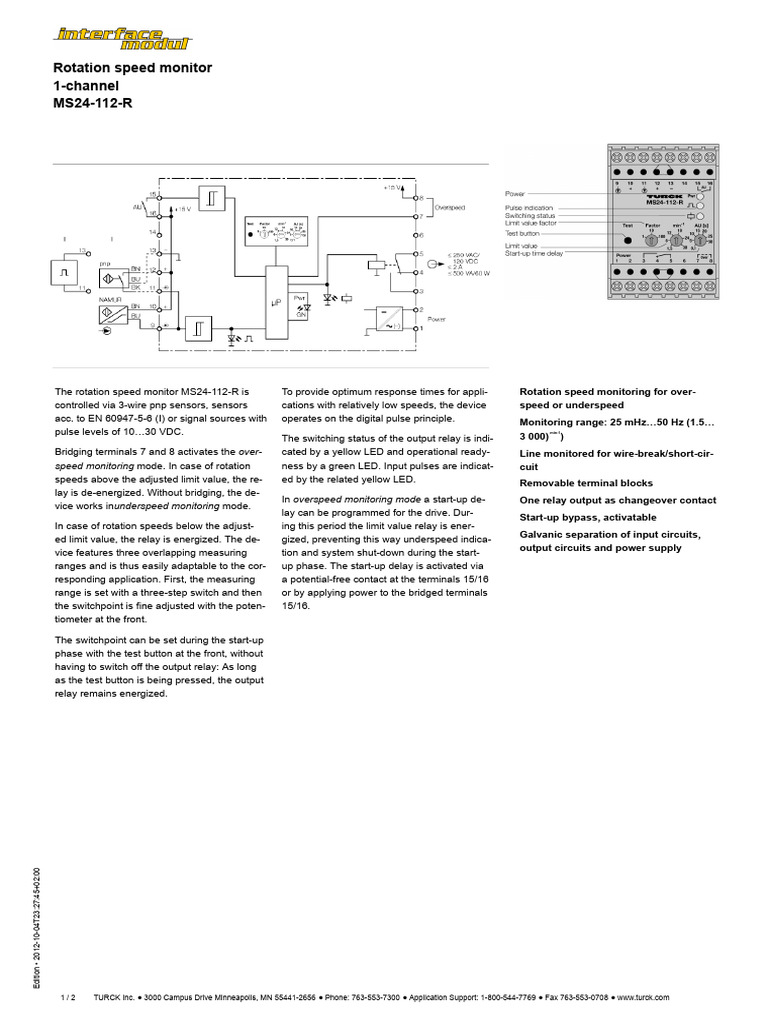 catalog_TURCK-MS24-112-R-datasheet | PDF | Relay | Equipment
