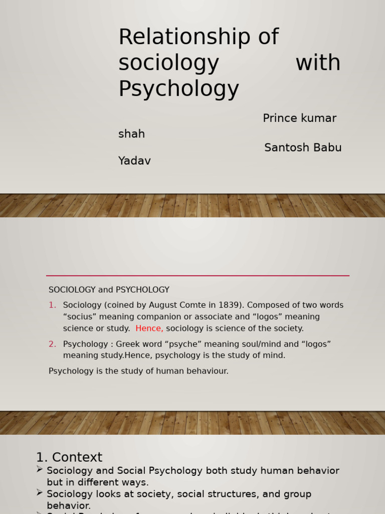 Sociology and Psychology: Interconnected Insights | PDF | Sociology ...
