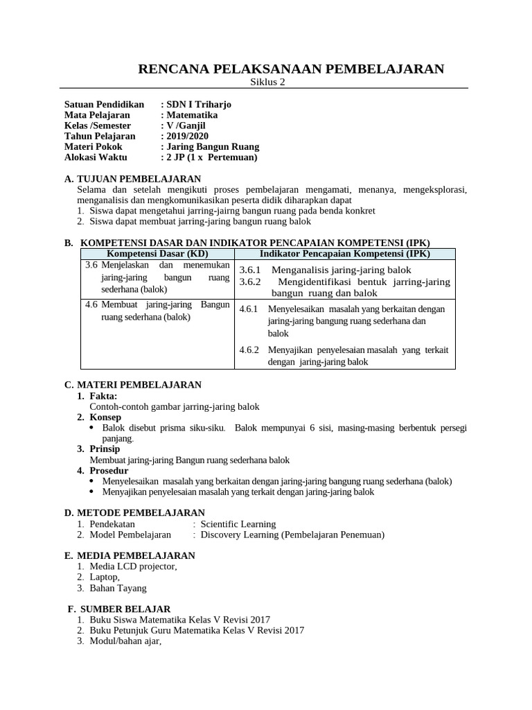 RPP PKP Fredi 2019 Siklus 2 | PDF