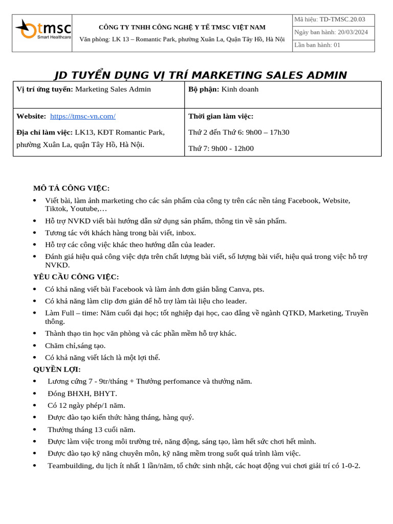 JD Marketing Sales Admin | PDF