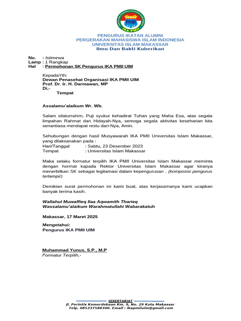 SK Ika Pmii Uim 2024 - 2028 | PDF