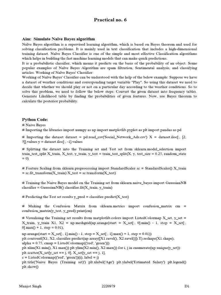ML Practical Manjot 6-10 | PDF | Support Vector Machine | Machine Learning