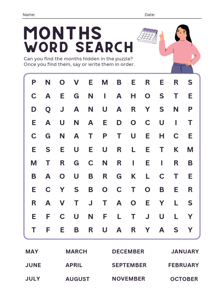 Months Word Search Puzzle | PDF