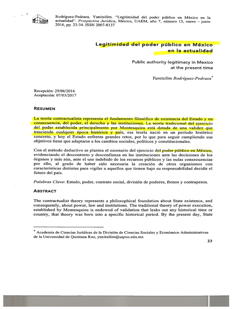 Legitimidad Del Poder Público en México en La Actualidad | PDF