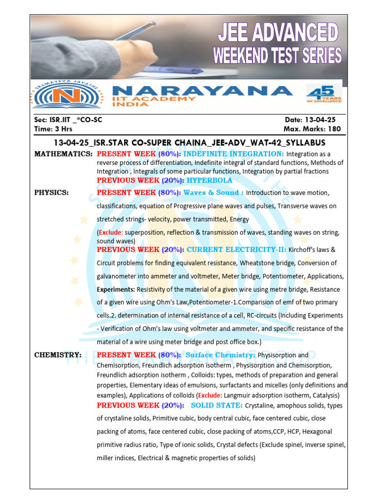 13-04-25 Isr.iit Star Co-sc(Model-A) Jee Adv 2021(P-i) Wat-42 Qp | PDF | Waves | Adsorption