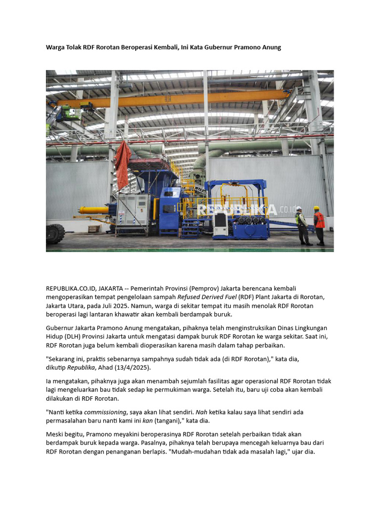 Warga Tolak RDF Rorotan Beroperasi Kembali | PDF