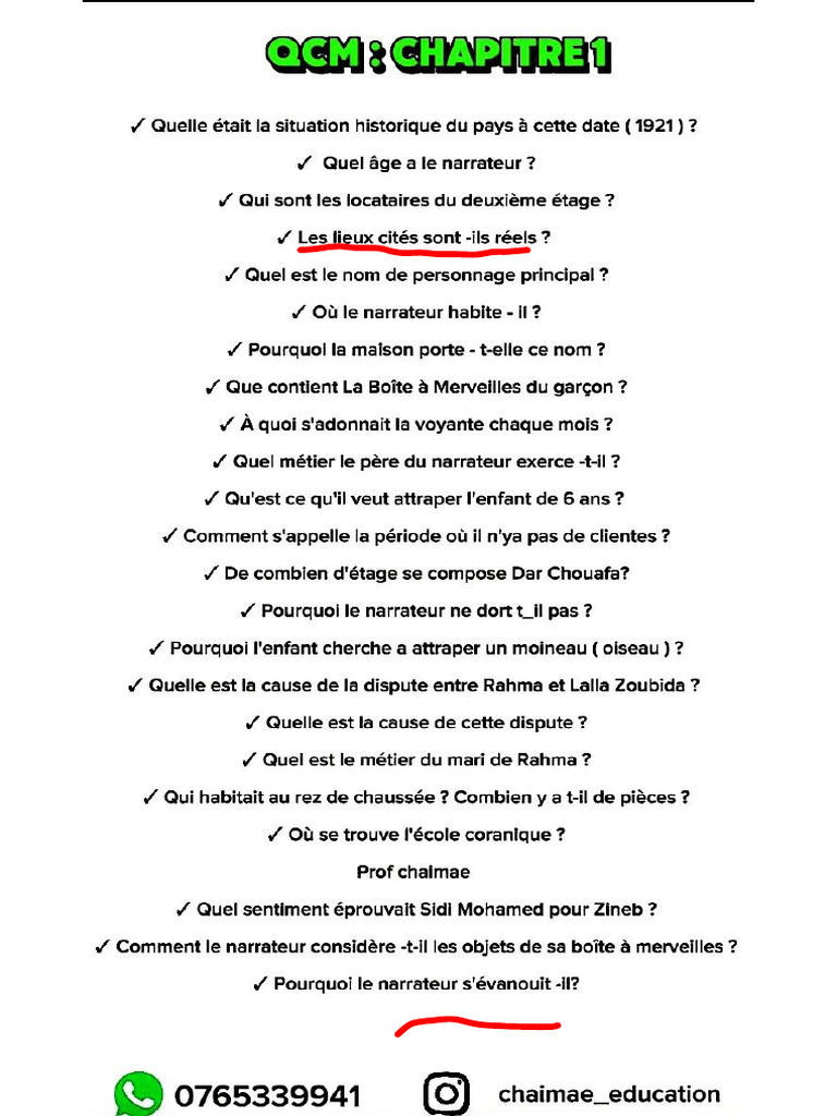 QCM (Chapitre 1) La Boîte À Merveilles ?-1 | PDF