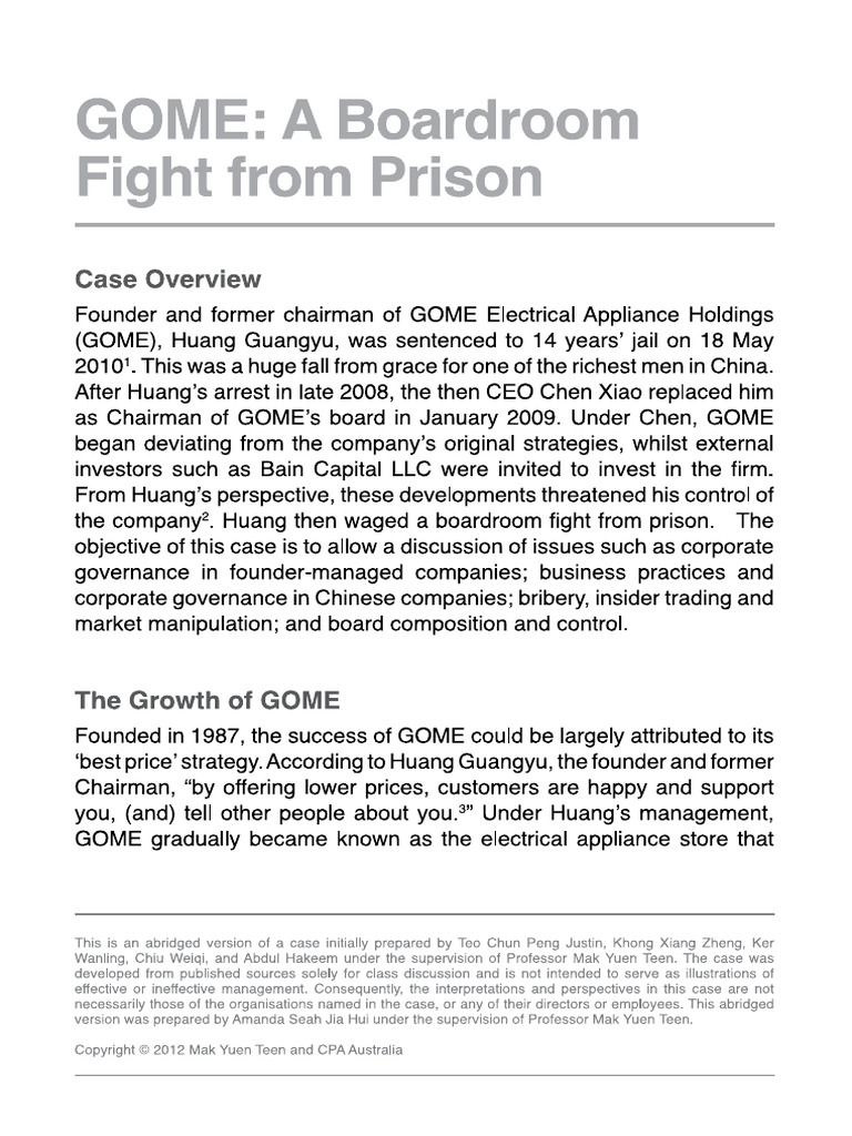 BPS _Corporate Goverance Case Study | PDF