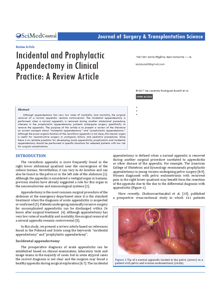 Incidental and Prophylactic Appendectomy in Clinical Practice - A Review Article | PDF | Surgery ...