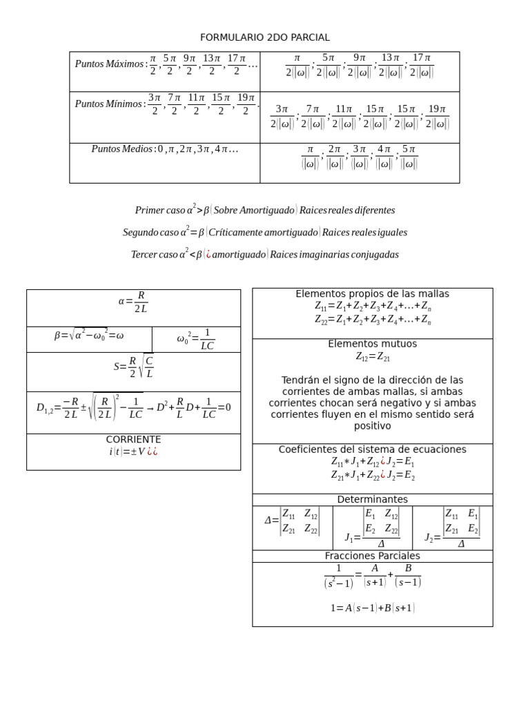 Formulario 2do Parcial Final1 | PDF