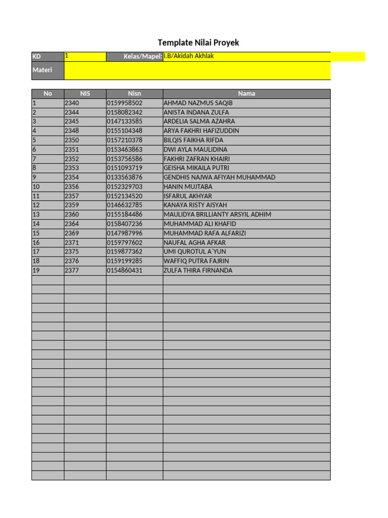 Template Nilai Proyek-I.b-akidah Akhlak | PDF