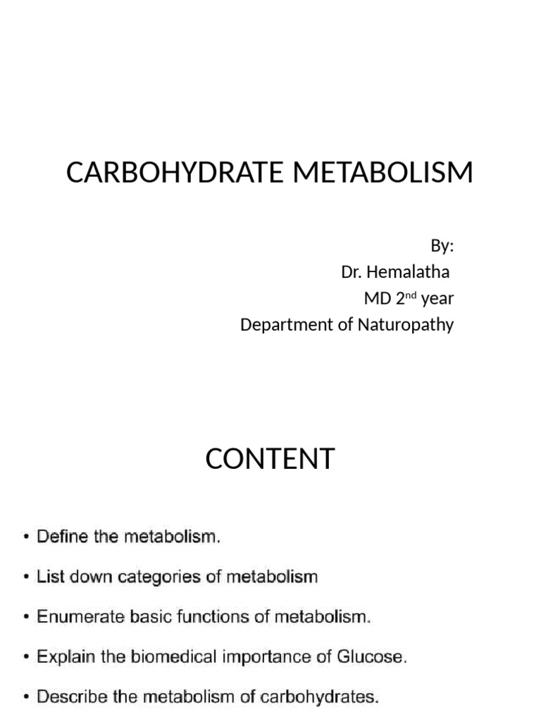 Carbohydrate Metabolism | PDF