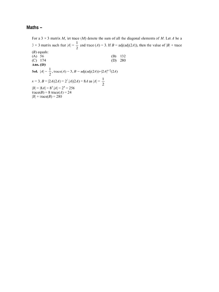 Adjugate Matrix Properties Explained | PDF