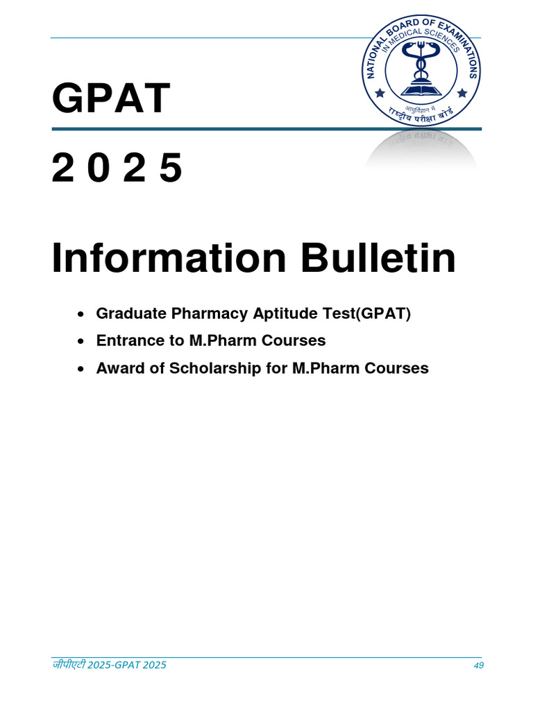 Info GPAT 2025 English-49-118 | PDF | Doctor Of Medicine | Identity ...