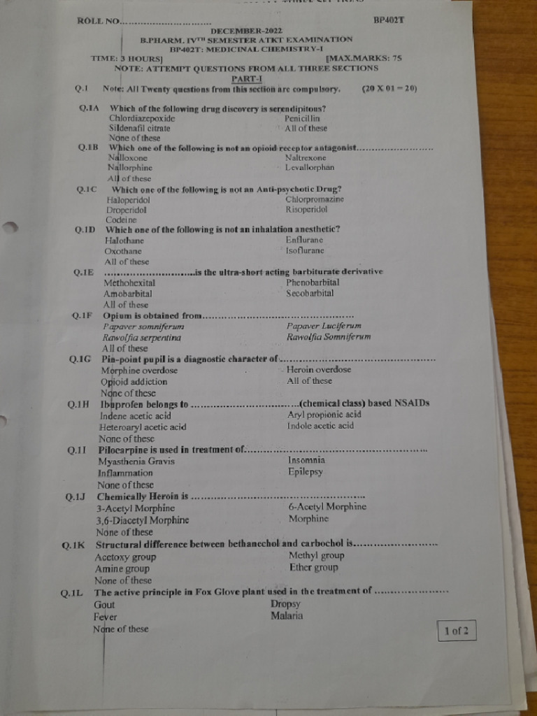 Medicinal Chemistry PYQ | PDF
