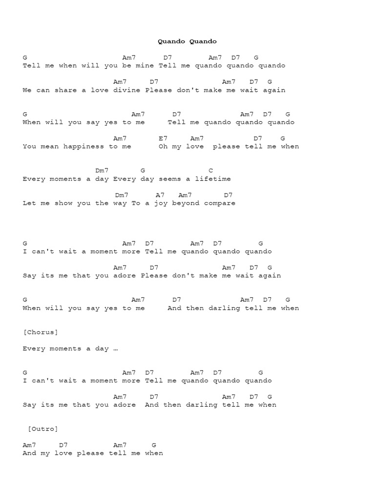 Quando Quando Lyrics and Chords | PDF
