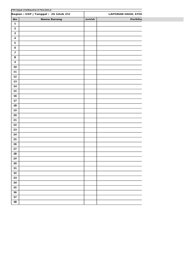 Form Stok Opname | PDF