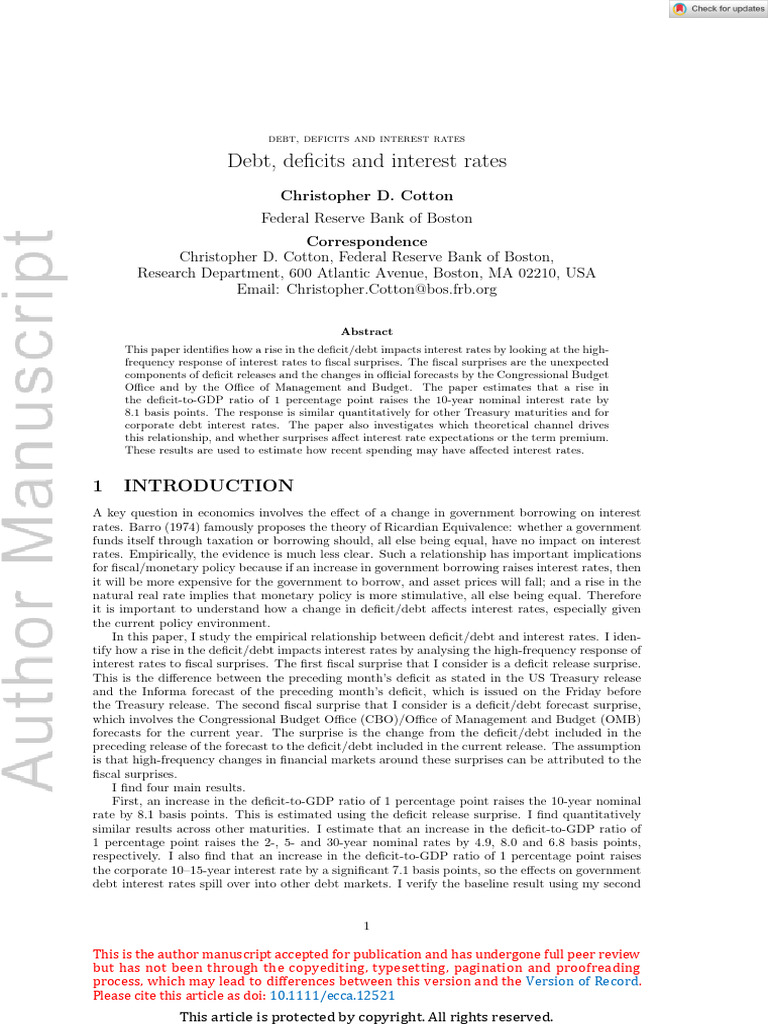 Debt, Deficits and Interest Rates | PDF | Government Budget Balance ...