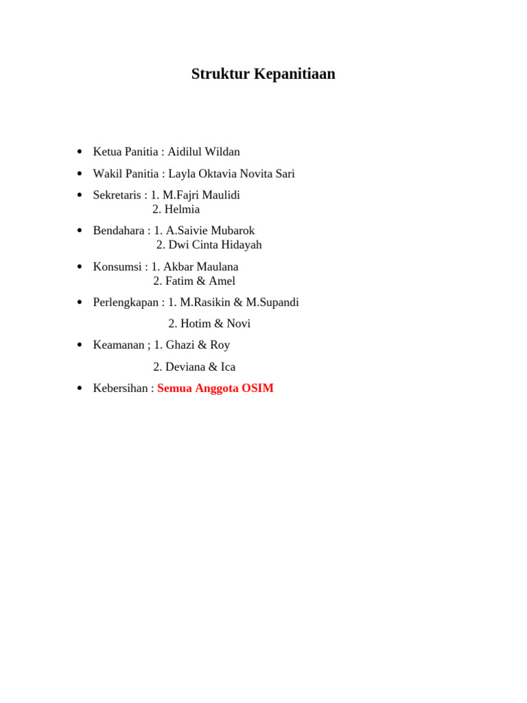 Struktur Kepanitiaan | PDF