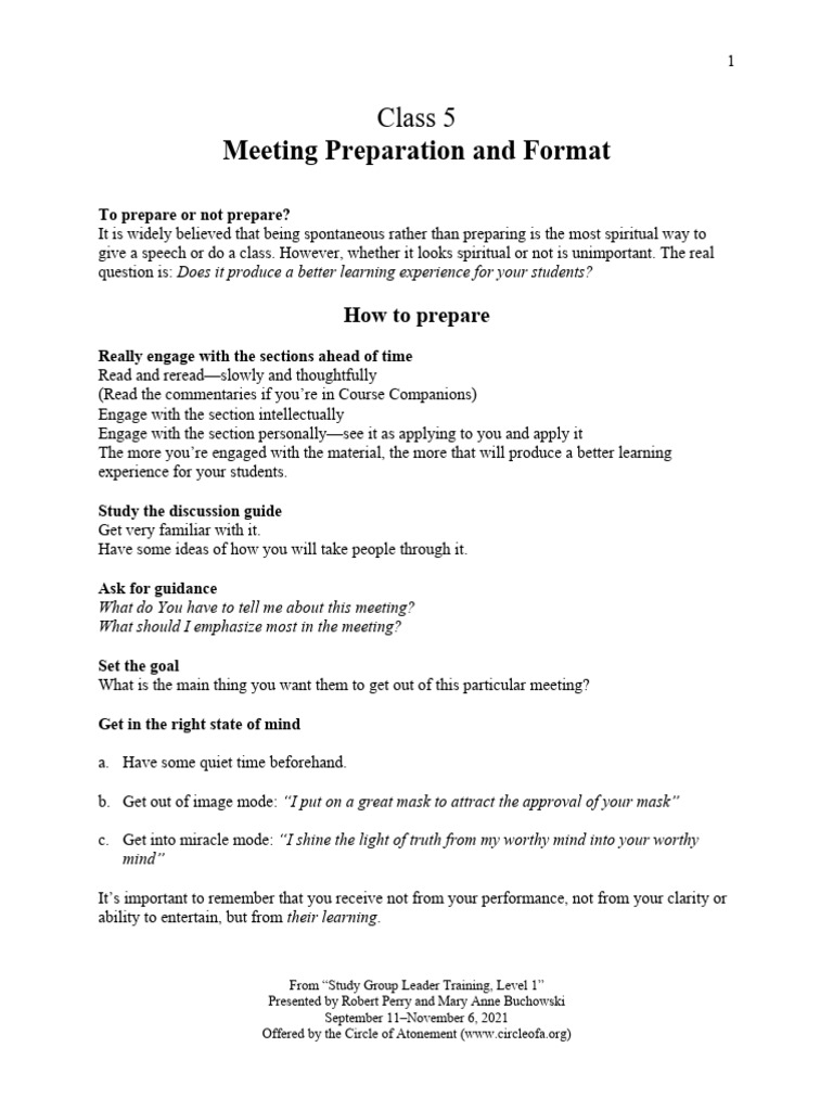Meeting Prep for Study Group Leaders | PDF | Empathy | Sacrifice