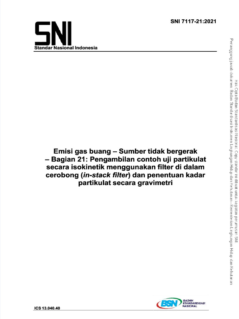 PDF Sni 7117 21 2021 Bagian 21 Pengambilan Contoh Uji Partikulat Secara ...