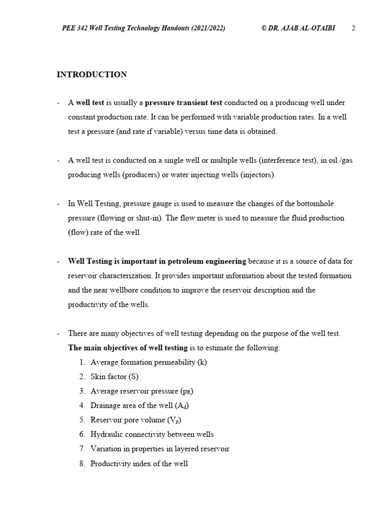 Types of Well Testing Explained | PDF | Petroleum Reservoir | Gases