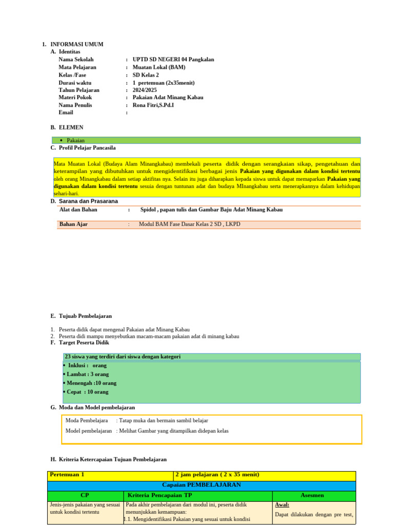 Modul Bam Kelas 2 Rona Observasi | PDF