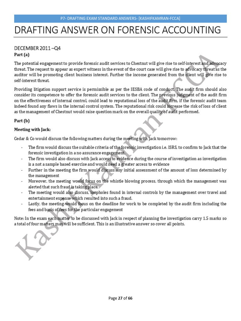 Forensic_Drafted answers | PDF | Audit | Internal Control