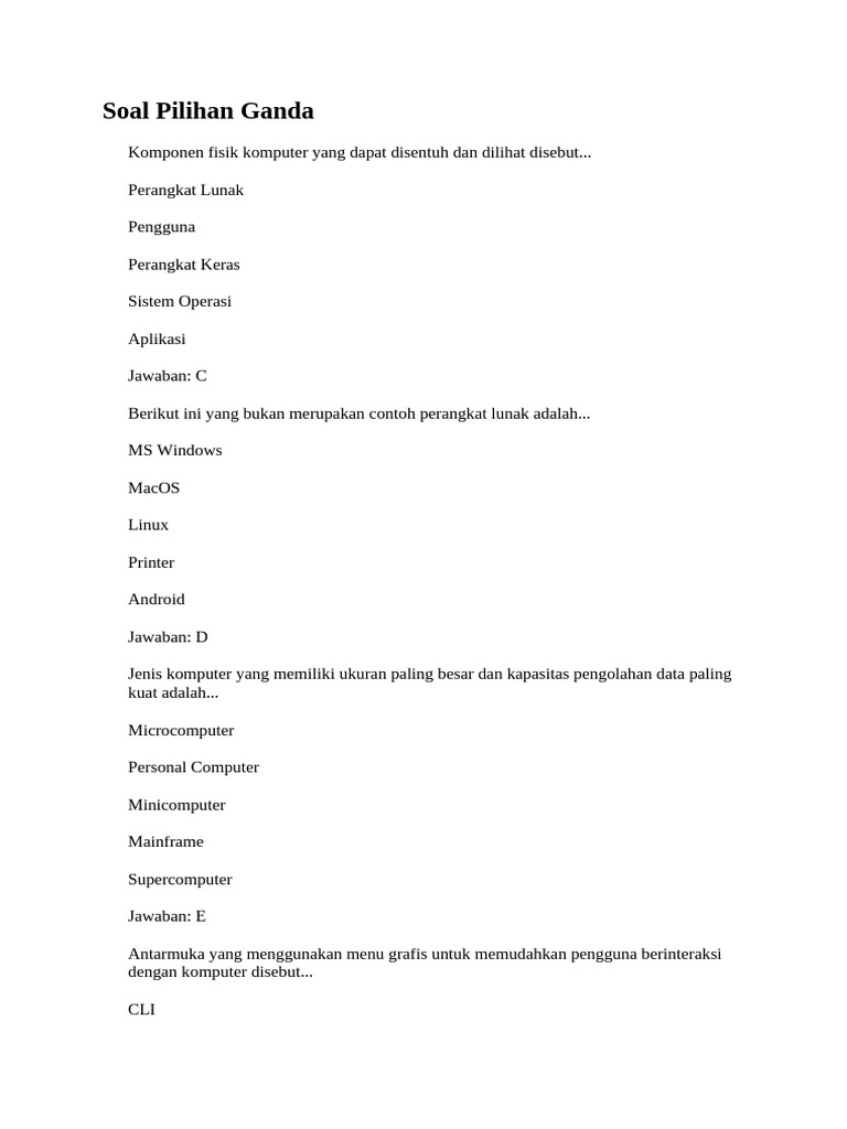 Soal Pilihan Ganda | PDF