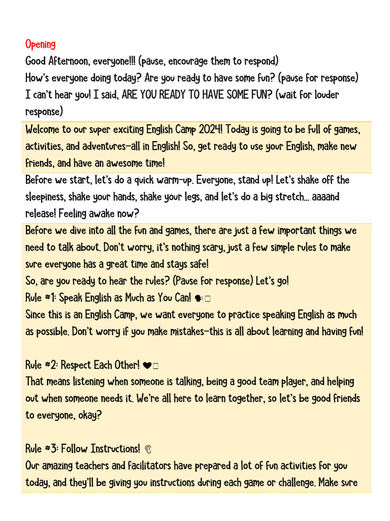 MC English Camp | PDF