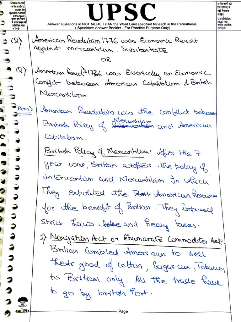 UPSC Specimen Answer Booklet Guide | PDF